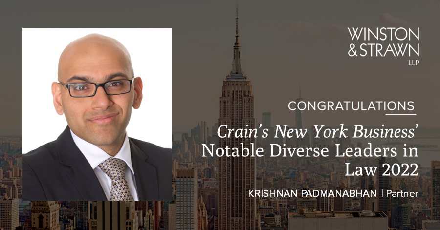Krishnan Padmanabhan Recognized in Crain’s New York Business’ Notable ...