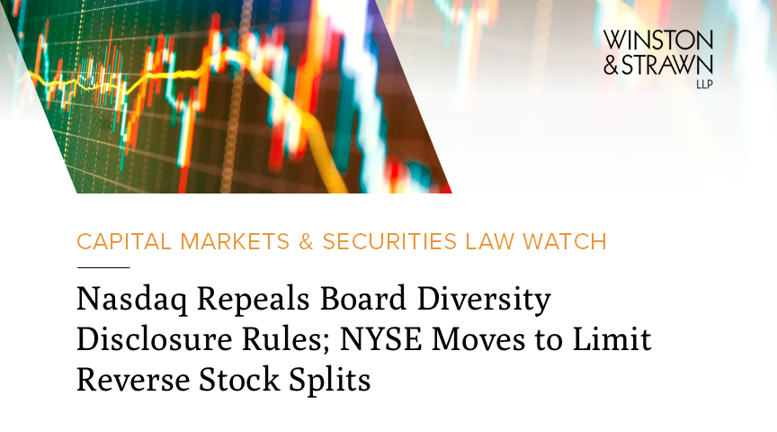 Nasdaq Repeals Board Diversity Disclosure Rules; NYSE Moves to Limit ...